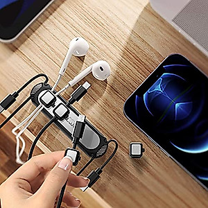 Dracool Magnetic Cable Holder 6 Slots Cable Clips Wire Management Cord Holders for Cables Self Adhesive Sticky for Desk Wall Desktop Car Office Home USB Cable Power Wire Mouse Cable-Black