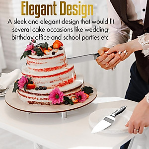 LUSHIG Wedding Cake Knife and Server Set, Stainless Steel Cake Serving Set with Non Slip Swirl Grip, One Piece Construction Cake Cutter Slicer And Server Spatula For Weddings, Anniversaries, Birthday