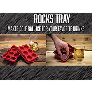Rival and Revel R|R Rocks - 6 Ball Tray - R|R Rocks - Golf Ball Ice Maker, Red, 6.75" x 4.5" x 2"