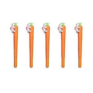 BinaryABC Carrot Bunny Rabbit Gel ink Pen,Easter Gift Easter Party Decoration,5Pcs