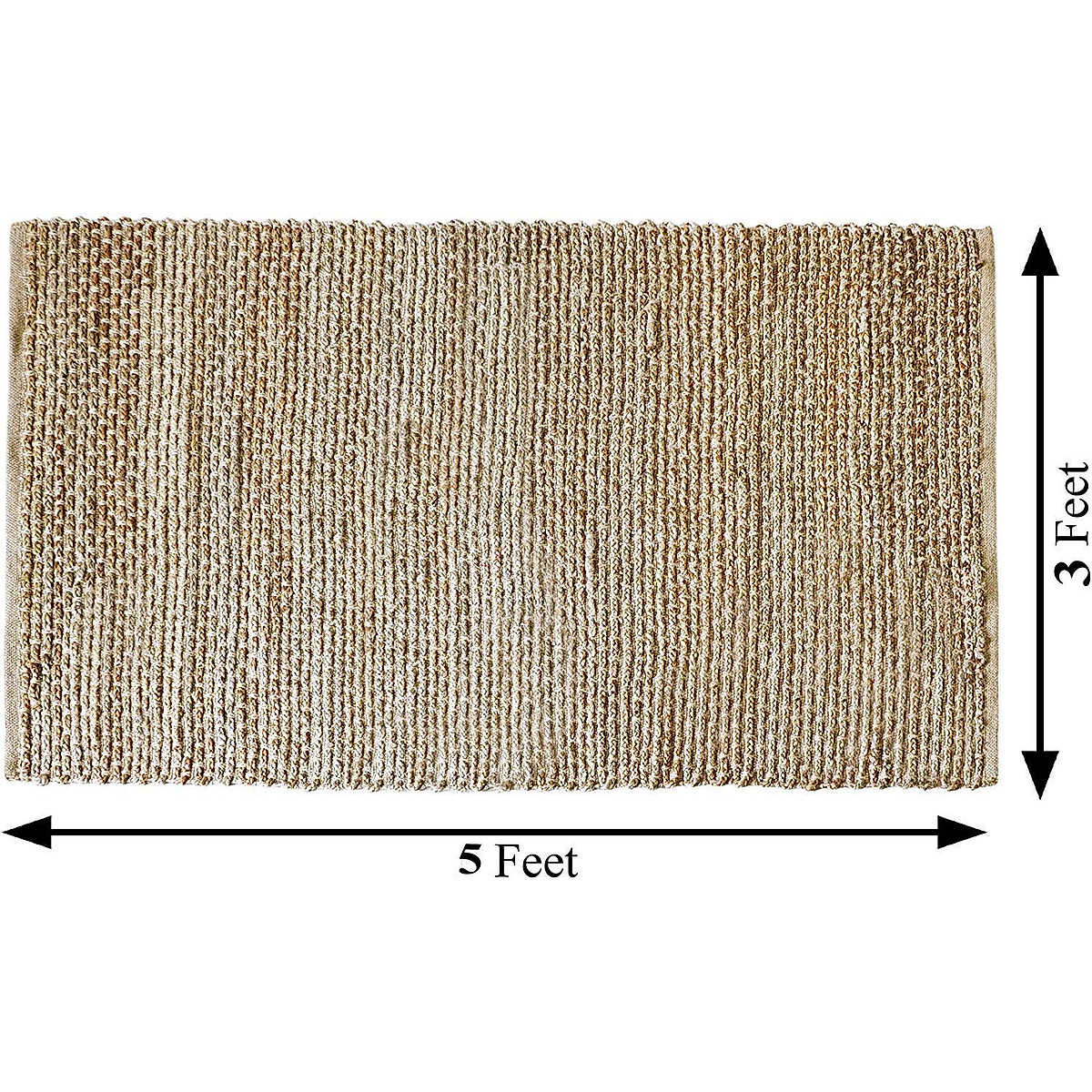 The Home Talk Handmade Jute Area Rug 3'x5' Jute Braid Rug Perfect for Rustic, Farmhouse, Bohemian Floormat Soft and Durable Carpets for Living Room Décor, Bedroom, Dining Room - Natural