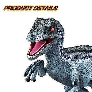 JR PARK 2Pcs Dinosaur Toys, 15.5″ Large Velociraptor Blue Dinosaur Action Figure, Realistic Dinosaurs Toys Gifts for Boys Girls, Birthday Gifts Christmas Decor