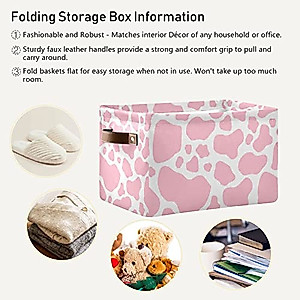 HJJKLLP Large Storage Basket Black White Cow Print Pink Cow Print Foldable Storage Box Organizer Bins with Handles for Shelf Closet Bedroom Home Office