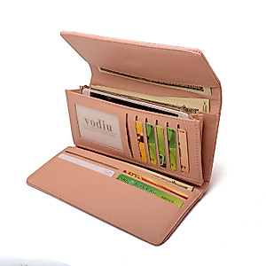 VODIU Women Crad Holder Long Wallet Leather Large Capacity Elegant Zipper Purses Three Fold Clutch (Coffee*2)