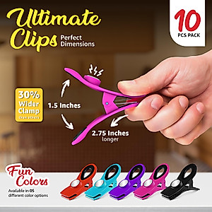 Magnus 10 Pack Magnetic Chip Clips - Tight Sealing Bag Clips for Food Packages with Super Strong Magnet Clips for Fridge Heavy Duty - Food Clips for Bags, Chip Bag Clip for Food Storage (Matte Pink)