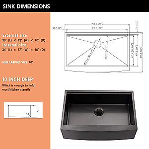 36 Inch Farmhouse Kitchen Sink Matte Black-HACHENL 36x22 Apron Front Farmhouse Workstation Kitchen Sink 16 Gauge Black Stainless Steel 10 Inch Deep Kitchen Sink Single Bowl Farmhouse Sink