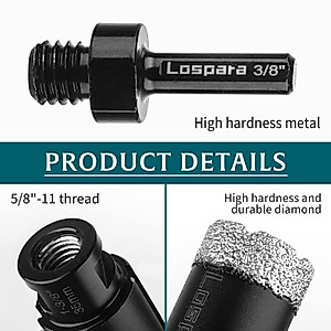 Dry Diamond Core Drill Bit, 1-3/8" 35mm Vacuum Brazed Hole Saw for Marble Porcelain Brick Masonry Concrete Hard Materials, Diamond Tile Hole Saws with 5/8-11 Thread Plus 3/8 Hex Shank Adapter