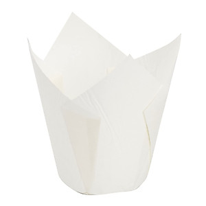 Juvale 100-Pack White Tulip Cupcake Liners for Wedding, Birthday Party, Parchment Paper Baking Cups and Muffin Wrappers for Baby Shower, Tea Party Decorations (2.2x3.15 in)