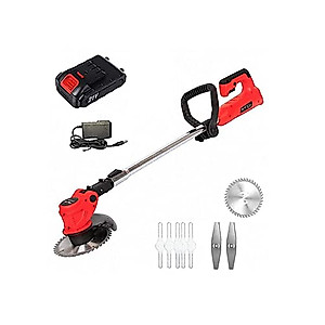 GMRZ Handheld Cordless String Trimmer Garden Edger Tool, 21V 4000Mah Lithium-Ion Portable Walk Behind Grass Brush Cutter Lawn Mower WReplace Cutter Head,1 Battery