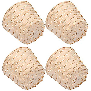 Garneck Flower Pot Holder 4pcs Mini Wicker Basket Sets Small Bamboo Baskets Hand-Held Woven Storage Plant Pot Grocery Basket Flower Plant Basket
