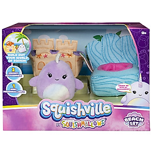 Squishville by Squishmallows Mini Plush Room Accessory Set, Playroom, 2” Esmeralda Mini-Squishmallow and 2 Plush Accessories, Marshmallow-Soft Animals, Playroom Toys