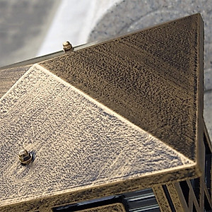 MODEBHD European E27 Column Lights Continental Victoria 1-Light Glass Lantern Bronze 25CM Column Lamp Outdoor Table Lamp Modern Simple Aluminum Waterproof Street Post Light Decoration Illumination