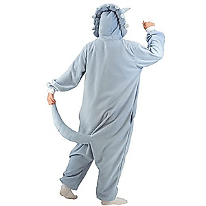 LZBXBXDA Unisex Adult Dinosaur Triceratops Onesie One Piece Pajamas Animal Plush Halloween Christmas Costume Homewear Sleepwear for Women men