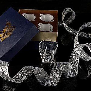 LANFULA Crystal Whiskey Glasses, Old Fashioned Cocktail Glass for Bourbon Scotch Whisky Vodka Drinking, Large Rocks Tumblers Set of 4