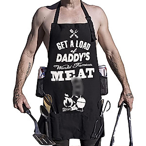 Nowhere America - "Get a Load" - Trashy Funny BBQ Apron for Daddy - 100% Canvas - 5 Pockets - 4 Tool Loops - 2 Beer Holders !!