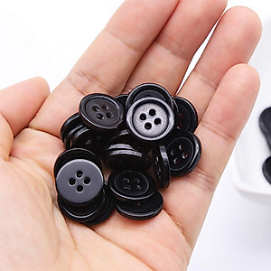 GANSSIA 5/8 Inch 4 Holes Black Buttons 15mm Sewing Round Button for Craft Pack of 160 Pcs