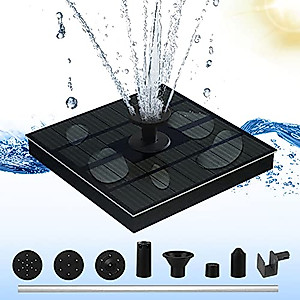 LEDGLE Solar Fountain Pump for Bird Bath, 2W Solar Fountain Pump with 7 Nozzles, Solar Water Fountain with 4 Fixed Rod, Solar Bird Bath Fountains for Outdoors, Pool, Water Feature, Garden, Patio