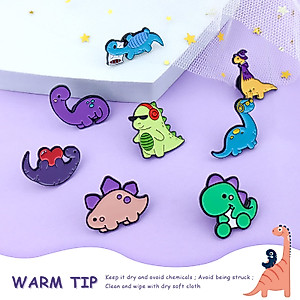 Cute Dinosaur Enamel Lapel Pin Set, LEEFONE 8 PCS Cartoon Animal Brooch Pin, Novelty Animal Pattern Badges Brooch Pins for Clothing Bags Jackets Accessories Supplies DIY Crafts Women Men