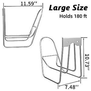 Garden Hose Holder - Large Heavy Duty Water Hose Hanger, Hose Reel Wall Mount Easily Holds Up to 180 ft, Rust-Free Hose Holder for Outside Yard