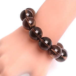 JOE FOREMAN Smoky Quartz Beads Elastic Etsy Energy Jewelry Fashion Bracelets For Women 7 Inches (18mm/smoky quartz)