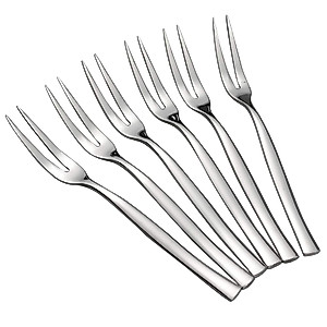 Idotry 8-Piece Stainless Steel 2-Prong Appetizer Forks, Small Forks, Fruit Fork