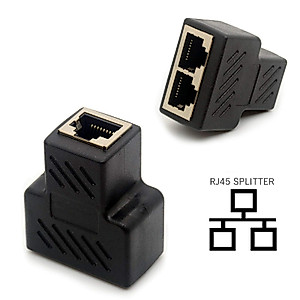 ANRANK RJ45 Splitter Adapter 1 to 2 Dual Female Port CAT7/6/5e/5 LAN Ethernet Converter (Black)