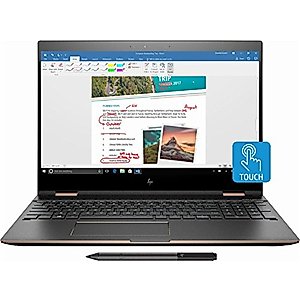 HP Spectre x360-15t Quad Core(8th Gen Intel i7-8550U, 16GB RAM, 512G PCIe NVMe SSD, 4K IPS micro-edge Corning Gorilla, Windows 10)Bang & Olufsen 15.6" 2-in-1 Convertible Dark Ash + HP Warranty
