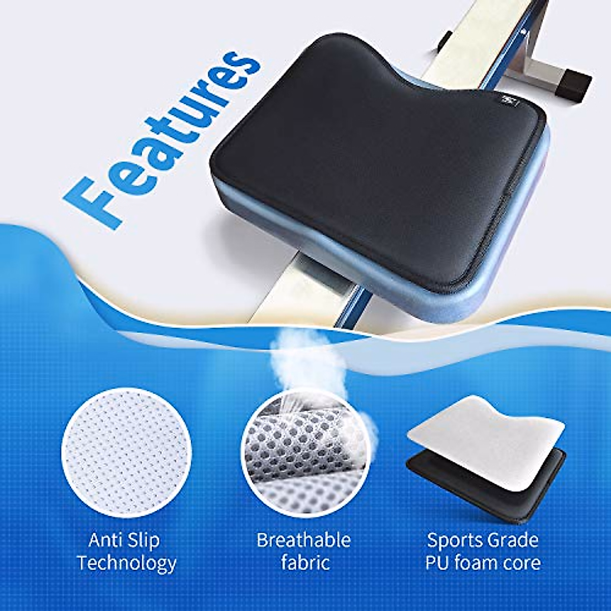 Rowing Machine Seat Cushion fits perfectly over Concept 2 Rower - Rower Seat Cushion Compatible with Hydrow, Concept2 and other Row Machines - Rower Accessories and Seat Pad