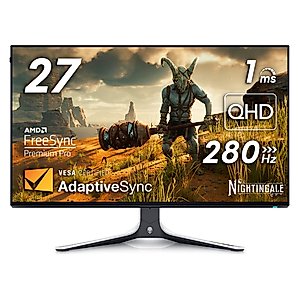 Alienware AW2723DF Gaming Monitor - 27-inch (2560 x 1440) 240Hz Display (DP 1.4), 1ms Response Time, NVIDIA G-Sync, Preset OSD Modes, Height/Tilt/Swivel/Pivot Adjustability - Lunar Light