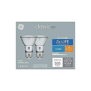 GE Classic 2-Pack 50 W Equivalent Dimmable Daylight Par20 LED Light Fixture Light Bulbs