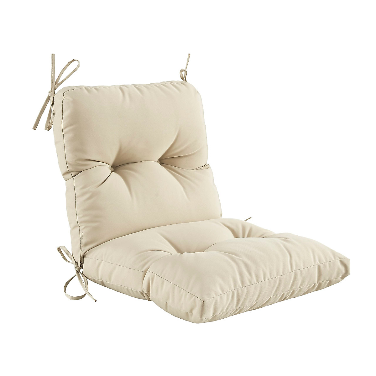 YOOZEKU Outdoor Indoor Seat/Back Chair Tufted Cushion,All-Weather Patio Chair Cushion with Ties,for Patio Furniture,Beige