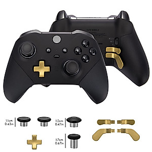 9 in 1 Metal Thumbsticks Accessories for Xbox Elite Wireless Controller Series 2 - Core, Gaming Accessory Replacement, 4 Metal Mod Swap Joysticks, 4 Magnetic Paddles, 1 + D-Pads (Gold)