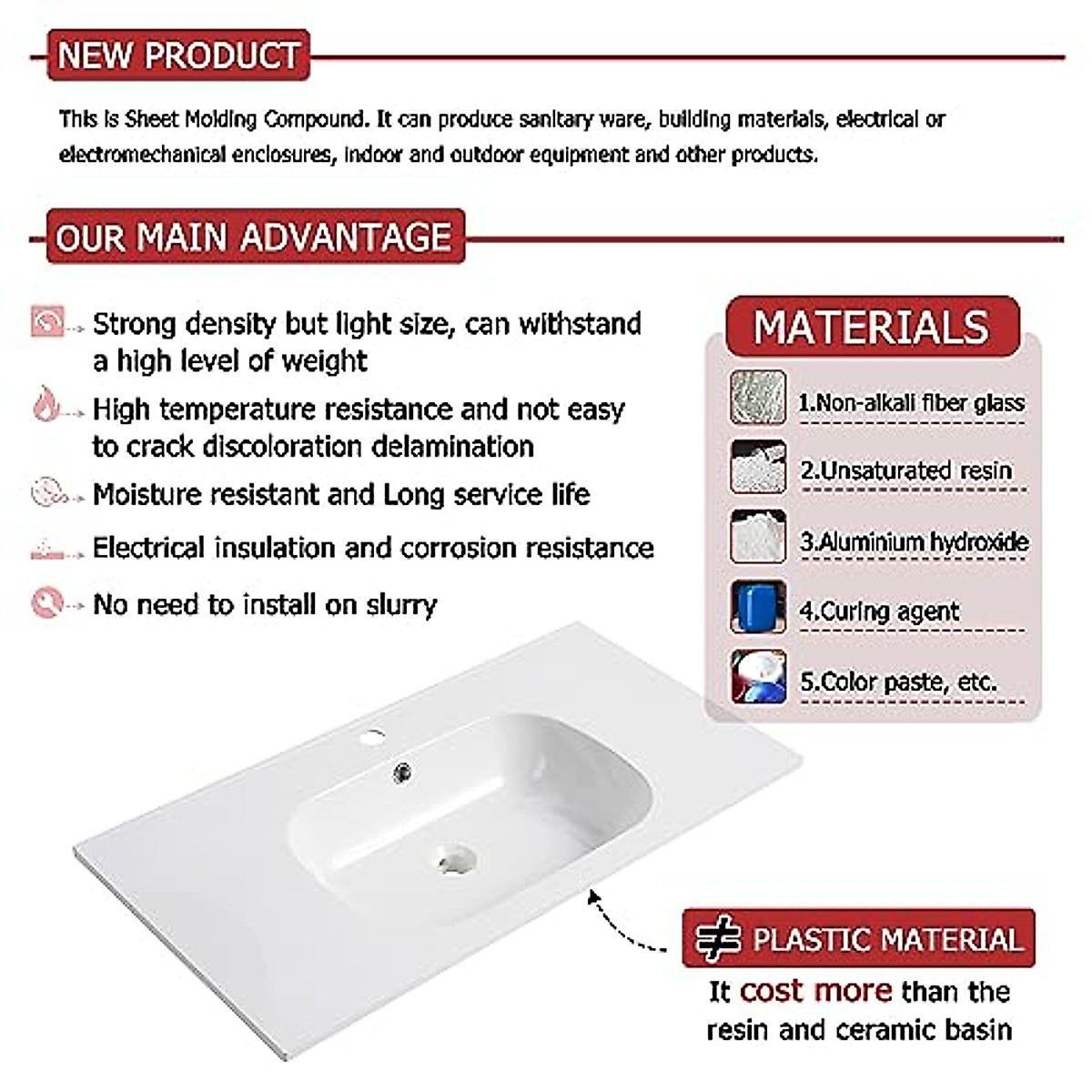 Voohek Bathroom Vanity Set, Cabinet & Sink Combo, for Apartment Dorm, Kitchen, Home Office, 30 Inch (Side Storage), Brown Oak