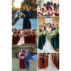 72styles Velvet Infinity Dress with Bandeau,Convertible Bridesmaid Dresses,Plus Size Velvet Wrap Maxi Long Dress Multiway Formal Dress Gold