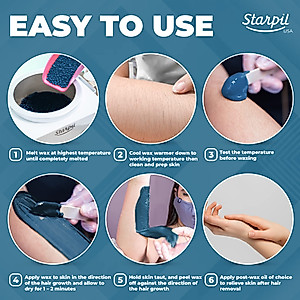 Starpil Wax 600g / 1.3 lb Blue Hard Wax Beads for Painless Hair Removal, Stripless Wax Beads, Polymer Blend Low Temperature Wax for Face, Bikini, Brazilian, Legs, Underarm, Back and Chest