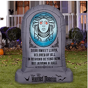Haunted Mansion 6-ft Inflatable Madame Leota Tombstone Gravestone: Lights Up, Speaks Spooky Phrases, Easy Setup, Indoor/Outdoor Display for Halloween