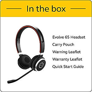 Jabra Evolve 65 UC Stereo – Includes Link 370 USB Adapter – Bluetooth Headset with Industry-Leading Wireless Performance, Passive Noise Cancellation, All Day Battery, Stereo Speaker, Model: 6599-829-409