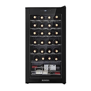 BODEGACOOLER 28 Bottle Compressor Wine Cooler Refrigerator, Mini Fridge with 41-64.4°F Digital Temperature Control Glass Door,Small Freestanding Wine Refrigerator for Red, White and Champagne