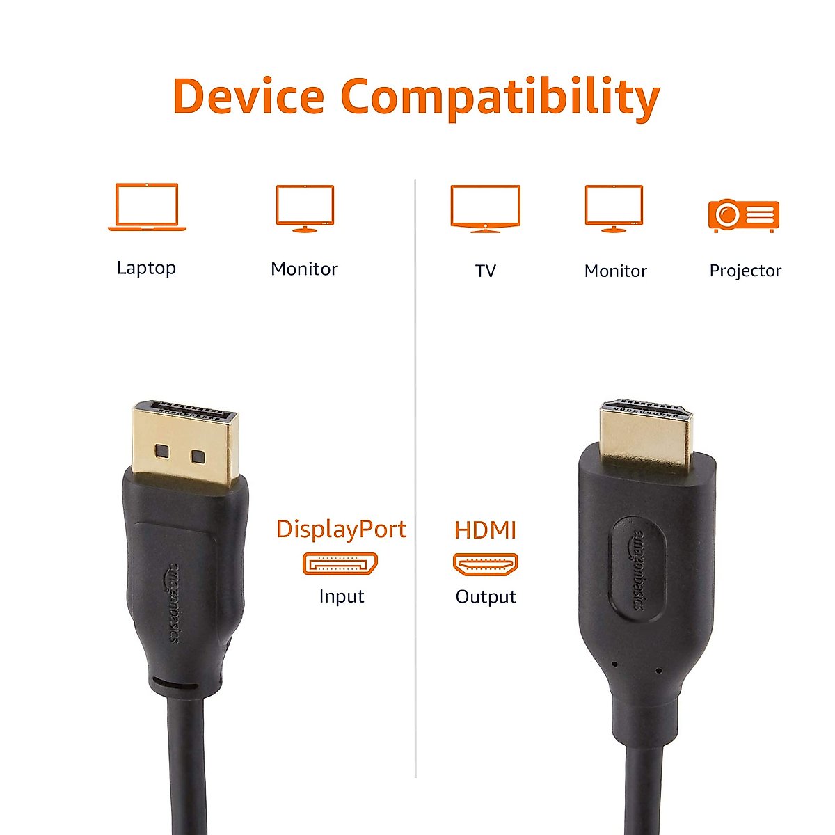 AmazonBasics Mini DisplayPort to HDMI Display Adapter Cable - 6 Feet Bundle with Amazon Basics DisplayPort to HDMI Display Cable - 6 Feet