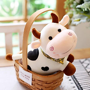 Liumart Cow Stuffed Animals, Cute Cow Plush (White)