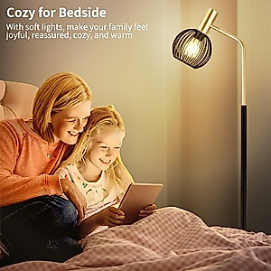 Duheypo Industrial Floor Lamp, Standing Lamp Farmhouse Floor Lamp with Foot Switch, Rustic Floor Lamps for Living Room Bedroom Office Dining Room, Black