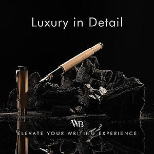 Wordsworth & Black's Fountain Pen,Luxury Bamboo Wood - Medium Nib, Includes 6 Ink Cartridges, Ink Refill Converter -Journaling, Calligraphy, Drawing, Smooth Writing [Maple Wood),1 Count (Pack of 1)