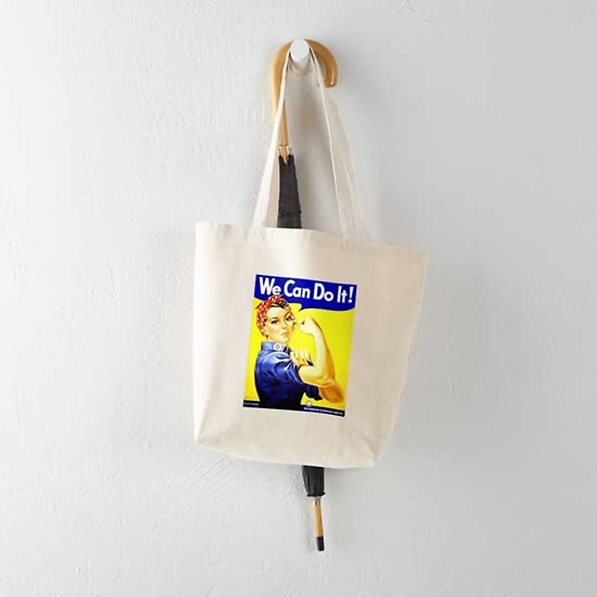 CafePress Rosie The Riveter Tote Bag Natural Canvas Tote Bag, Reusable Shopping Bag