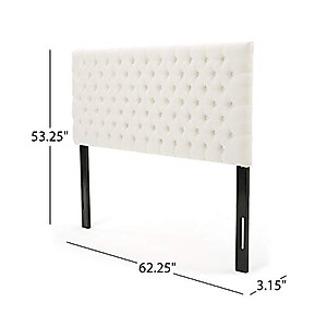 Christopher Knight Home Jezebel Headboard - Fully Upholstered, Queen / Full, Ivory