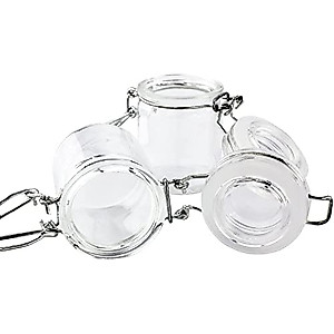 Cornucopia 1.6-Ounce Herb Storage Mini Herb Jars w/Clamp Style Rubber Gasket Seal (12-Pack); 50ml Airtight Odor-Proof Vials w/Hermes Clamp Top Hinge