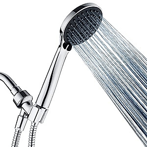 BRIGHT SHOWERS 5 Spray Settings Handheld Shower Head Kit, High Pressure Handheld Rain Shower with 60 Inch Long Stainless Steel Shower Hose and Adjustable Wall Bracket, Chrome