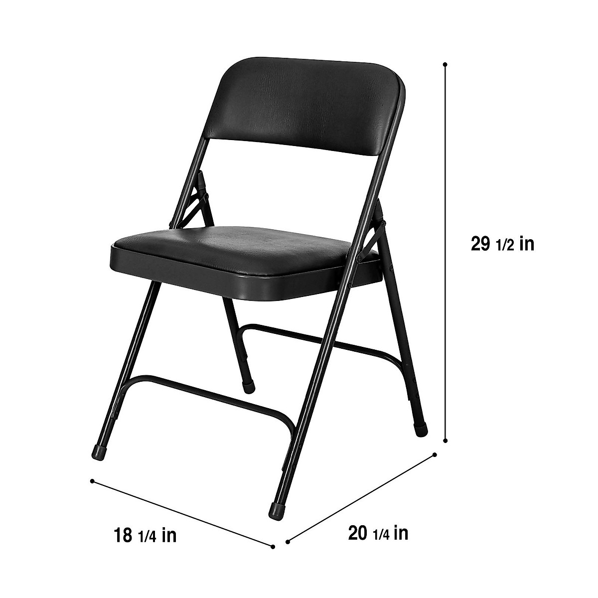 OEF Furnishings (4 Pack) Premium Vinyl Padded Folding Chair, Black
