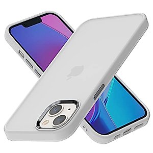 Shockproof Phone Case ,Compatible for iPhone 13 Case, 4FT Military Drop Protection Translucent Matte Hard Back with Soft Edge Airbag Protective Phone Cases for iPhone 13 6.1 inch 2021 (White)