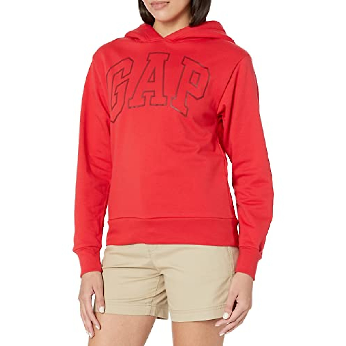 GAP womens Logo Sherpa Lined Hood Sweatshirt, Modern Red, Medium US