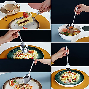 10-Piece Serving Flatware Silverware Set,Stainless Steel Serving Utensil Set,Include Slotted Serving Spoon, Serving Spoon, Cake Server, Serving Fork, Soup Ladle (Silver)